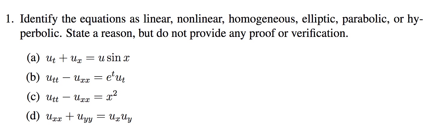 Solved 1 Identify The Equations As Linear Nonlinear