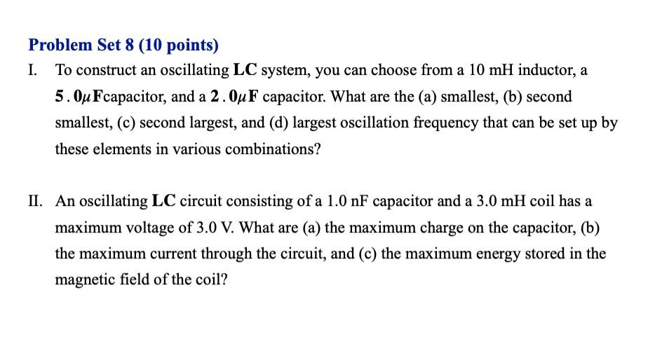 Solved I. Problem Set 8 (10 points) To construct an | Chegg.com