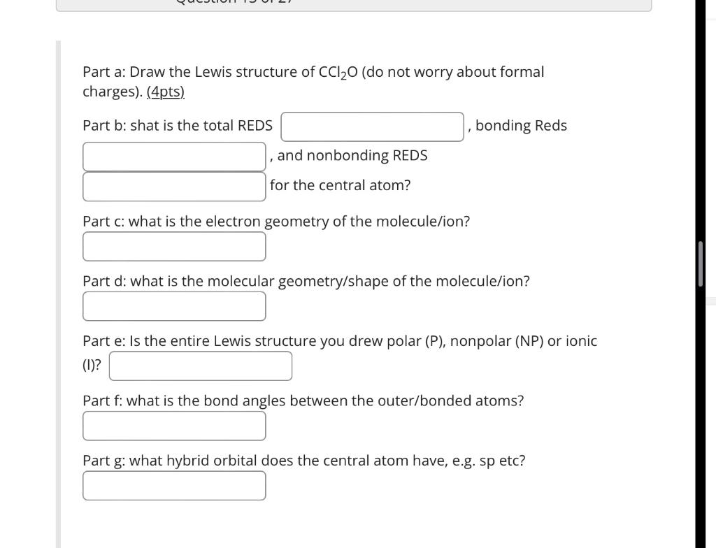 Solved Part a: Draw the Lewis structure of CCI20 (do not | Chegg.com