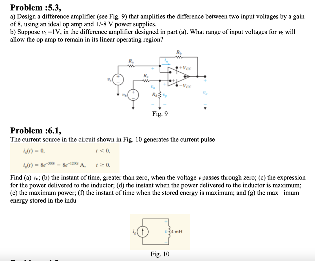 Solved Problem :5.3, a) Design a difference amplifier (see | Chegg.com