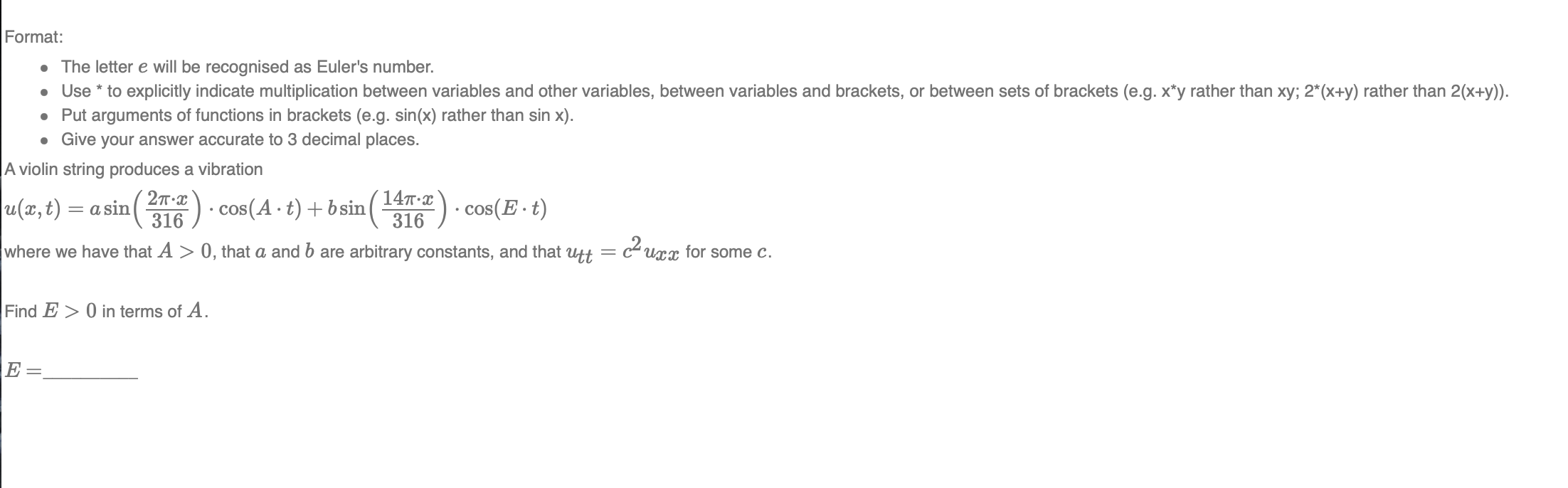 Solved Format: - The letter e will be recognised as Euler's | Chegg.com