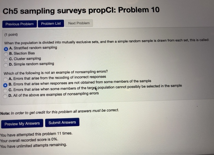 Solved Ch5 sampling surveys propCl: Problem 10 Previous | Chegg.com