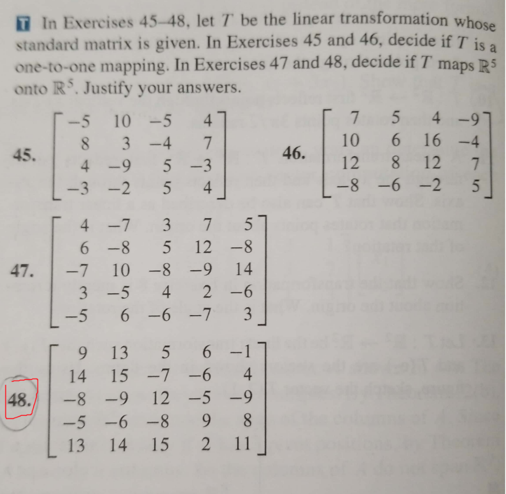 Solved 1 In Exercises 45-48, let T be the linear | Chegg.com