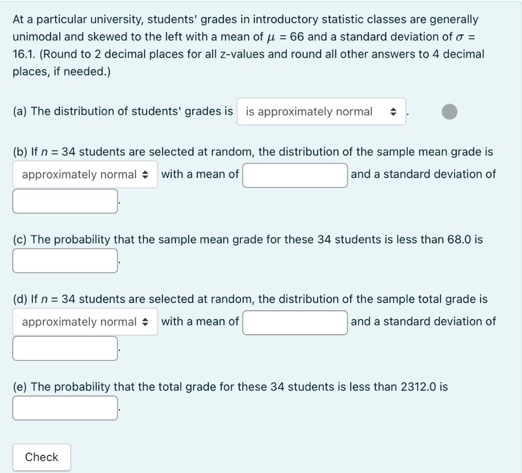 Solved At a particular university, students' grades in | Chegg.com