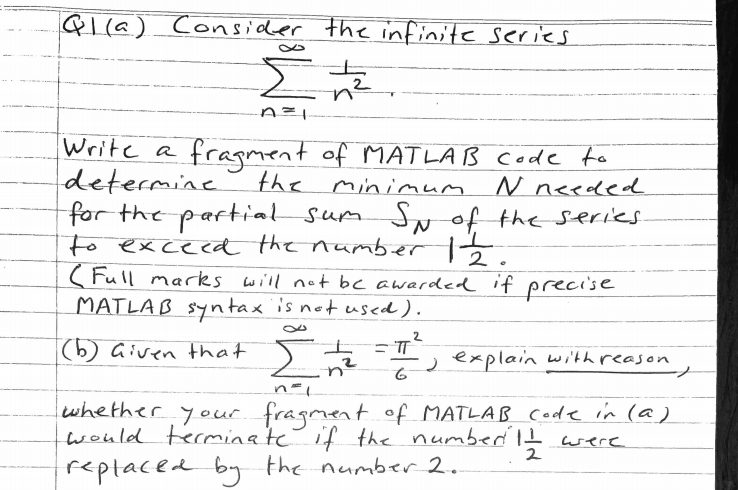 Q1(a) Consider the infinite series Σ A Write a | Chegg.com