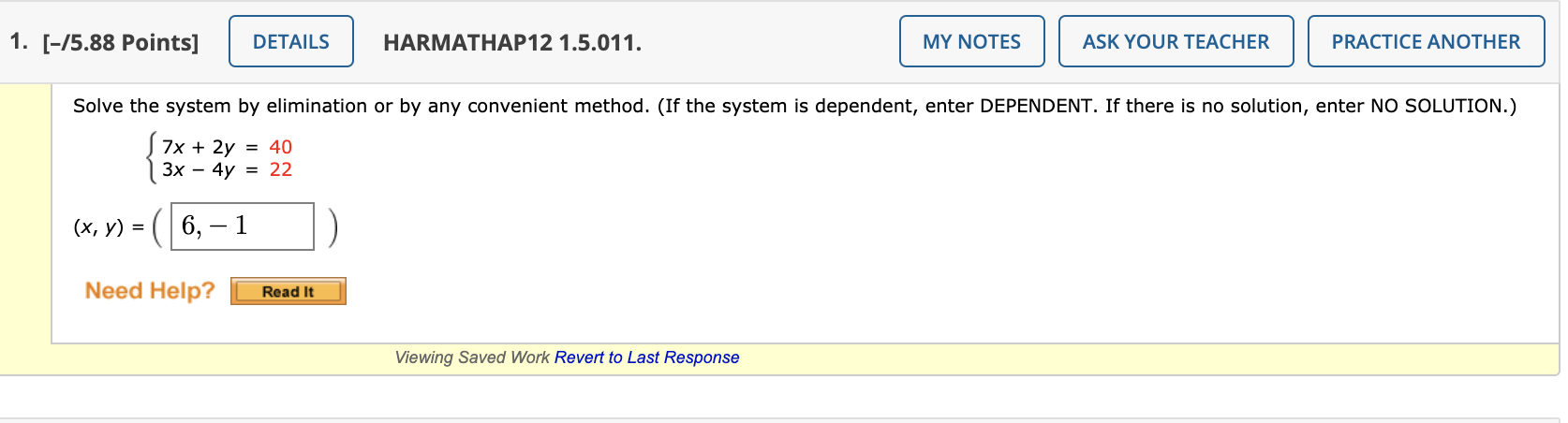 Solved 1. [-75.88 Points] DETAILS HARMATHAP12 1.5.011. MY | Chegg.com
