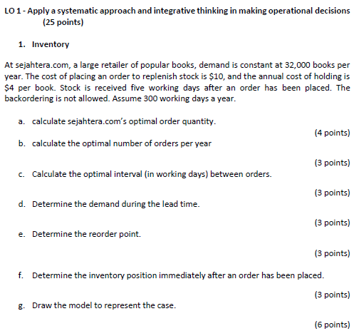 Solved LO1-Apply a systematic approach and integrative | Chegg.com