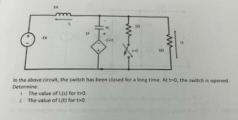 In the above circuit, the switch has been closed for | Chegg.com