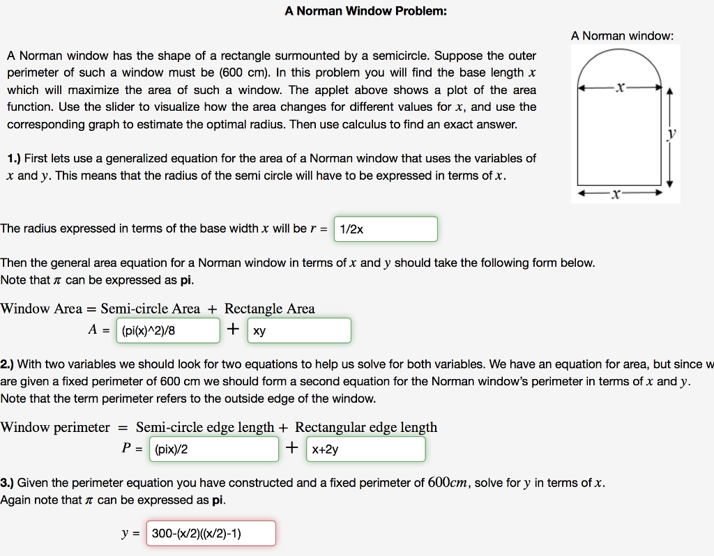 Solved A Norman Window Problem: A Norman window: A Norman | Chegg.com