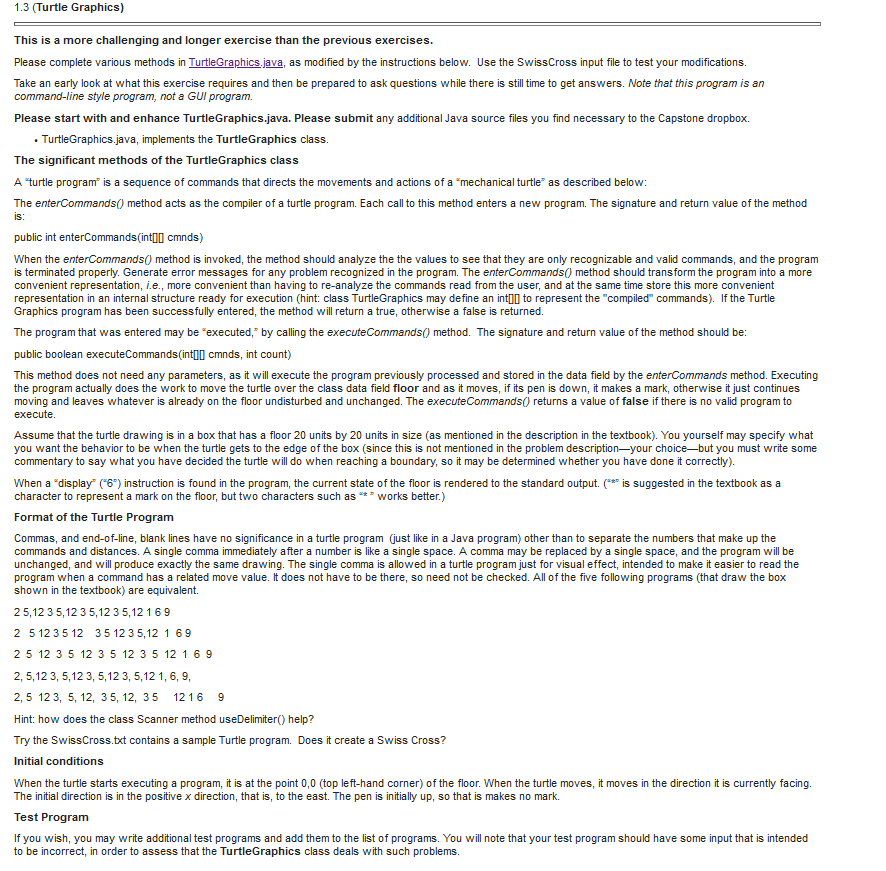 TurtleGraphics.java import | Chegg.com