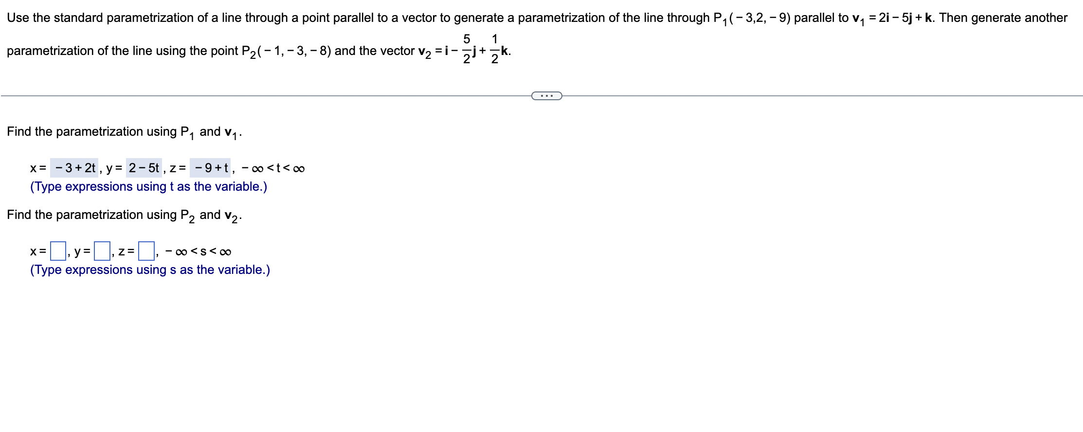 Solved Use the standard parametrization of a line through a | Chegg.com