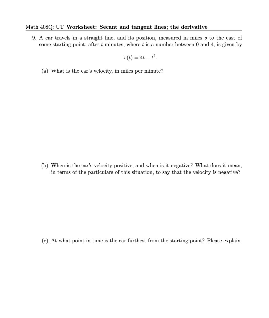 Solved Math 408Q: UT Worksheet: Secant and tangent lines; | Chegg.com