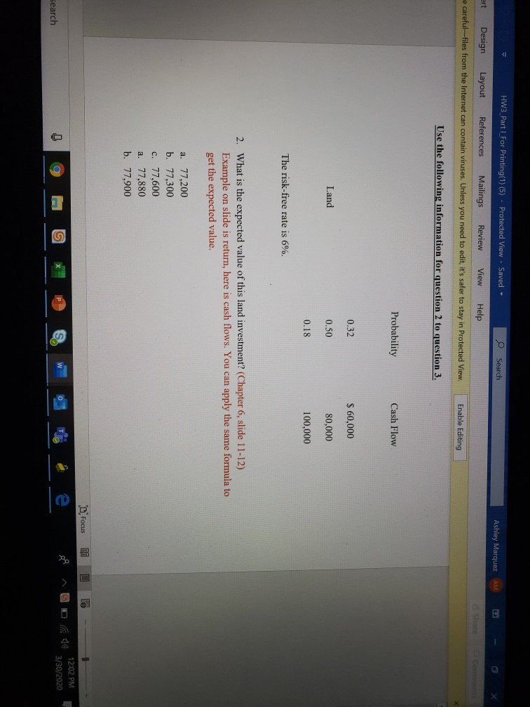 Solved - HW3 Part L_For Printing(1) (5) - Protected View - | Chegg.com