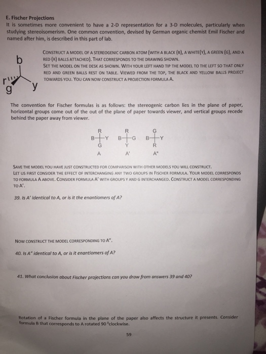 Solved E. Fischer Projections It is sometimes more | Chegg.com