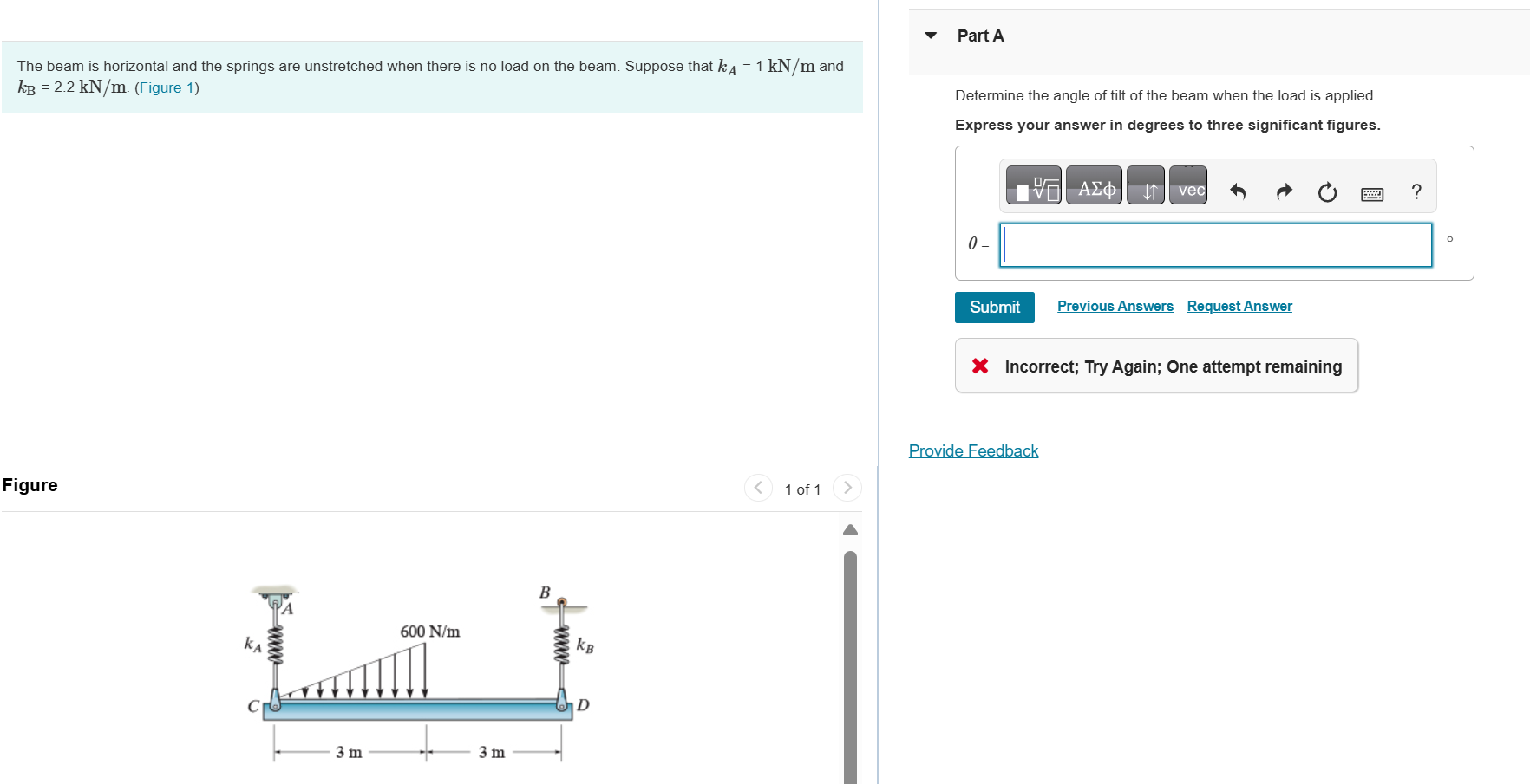 Solved The beam is horizontal and the springs are | Chegg.com