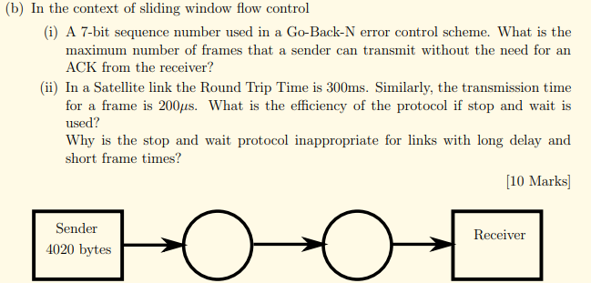 Solved (b) In the context of sliding window flow control (i) | Chegg.com