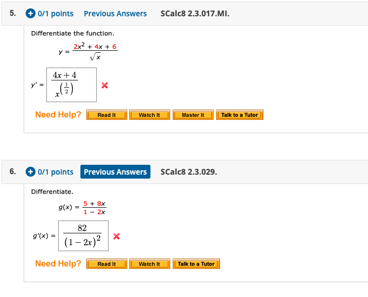 Solved 5. 0/1 points Previous Answers Calc8 2.3.017.MI. | Chegg.com