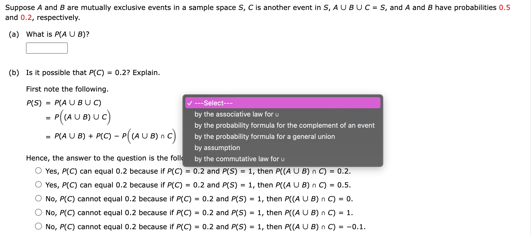 Solved Suppose A and B are mutually exclusive events in a | Chegg.com