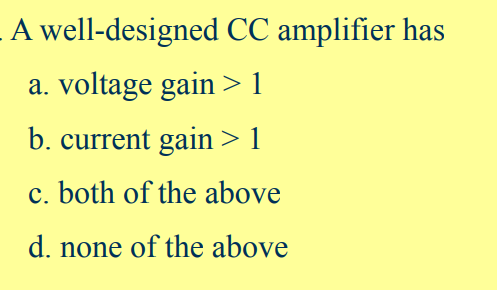Solved For a CE amplifier, a swamping resistor will a. | Chegg.com