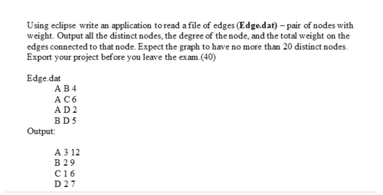 Solved Using eclipse write an application to read a file of | Chegg.com