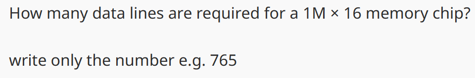 Solved How many address lines are required for a 1M×16 | Chegg.com