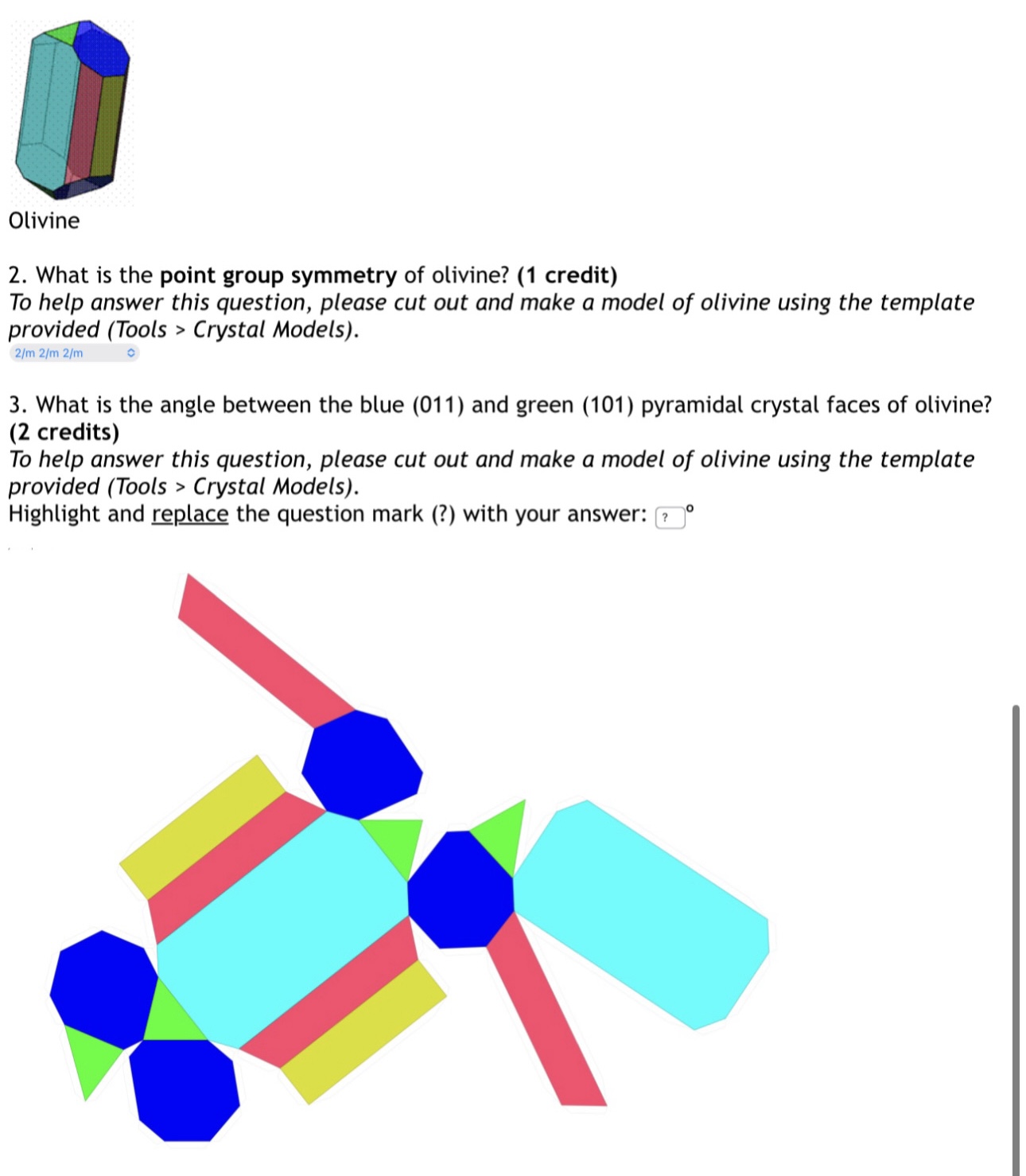 Solved What is the angle between the blue (011) ﻿and green | Chegg.com