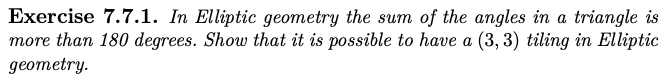 Solved Exercise 7.7.1. In Elliptic geometry the sum of the | Chegg.com