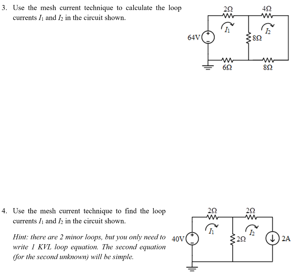 Solved 222 492 3. Use the mesh current technique to | Chegg.com