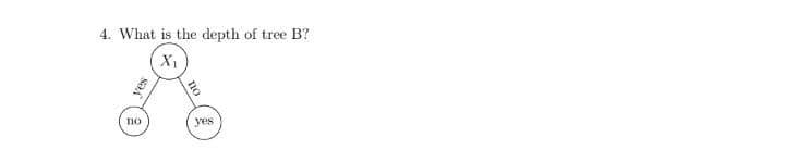 Solved 4. What is the depth of tree B? X1 es 00 TO yes | Chegg.com