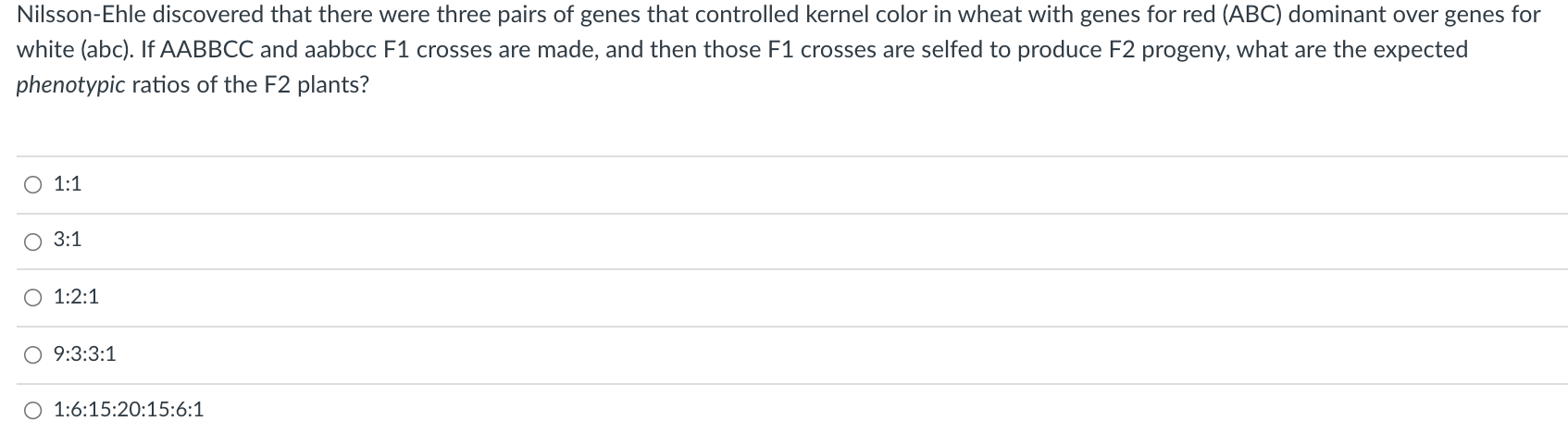 Solved Nilsson-Ehle discovered that there were three pairs | Chegg.com