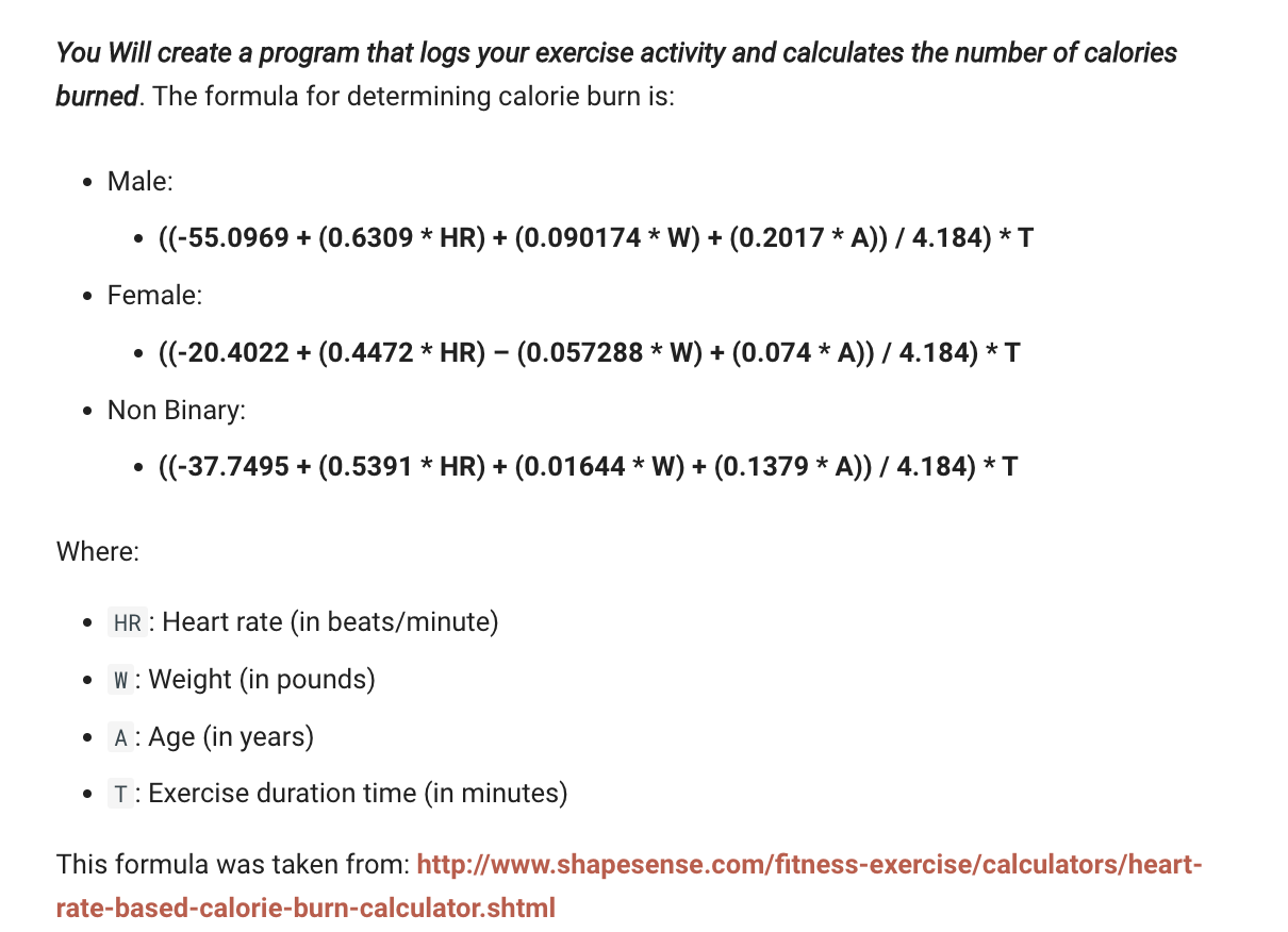 Solved You Will create a program that logs your exercise | Chegg.com