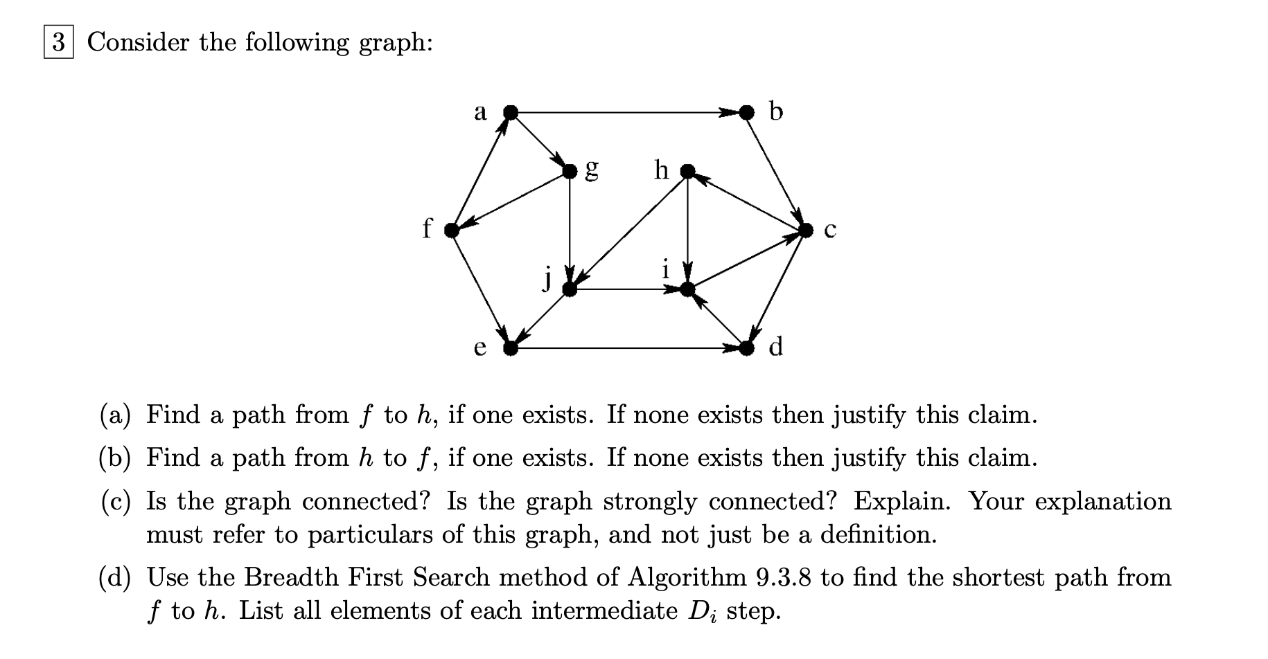 3 Consider the following graph: (a) Find a path from | Chegg.com
