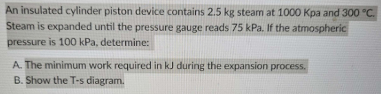 Solved An insulated cylinder piston device contains 2.5 ﻿kg | Chegg.com