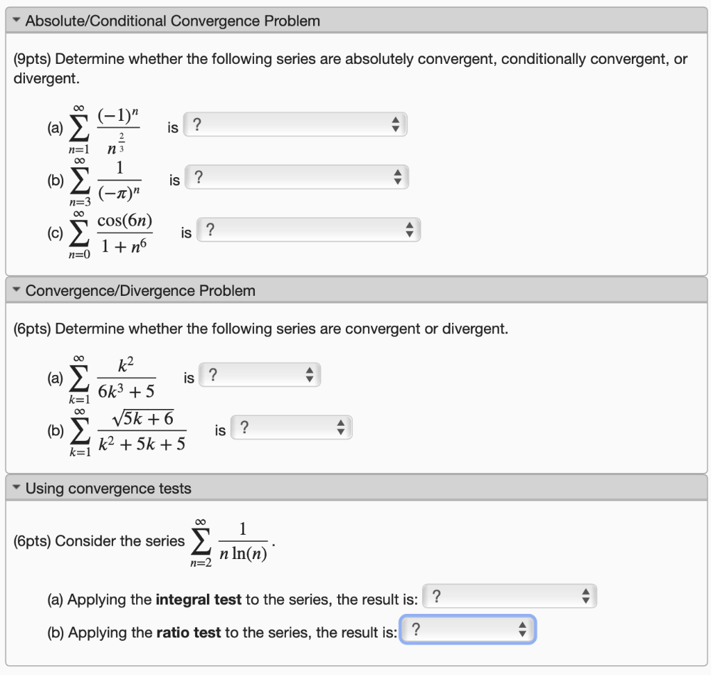 Solved Absolute/Conditional Convergence Problem (9pts) | Chegg.com