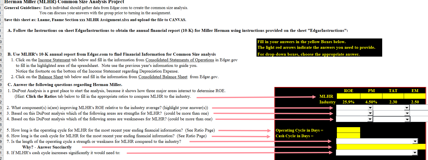 Herman Miller (MLHR) Common Size Analysis Project | Chegg.com