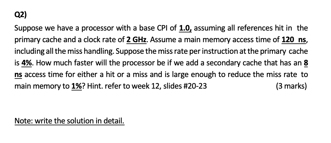 Solved Suppose we have a processor with a base CPI of 1.0, | Chegg.com
