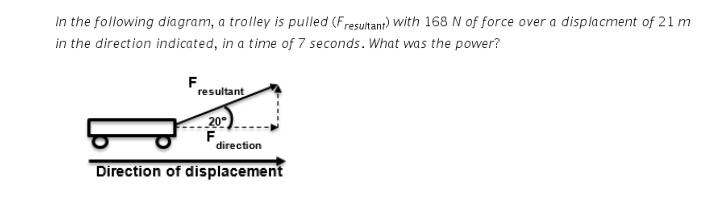 Solved In the following diagram, a trolley is pulled | Chegg.com