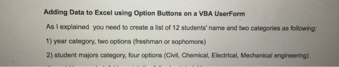 Solved Adding Data To Excel Using Option Buttons On A Vba