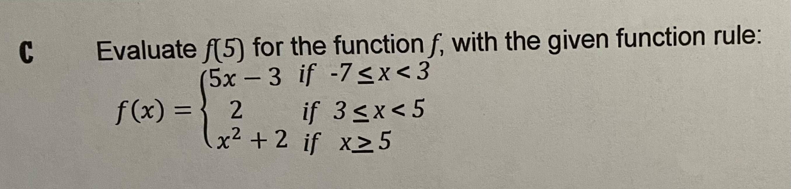 Solved Evaluate f(5) for the function f, with the given | Chegg.com