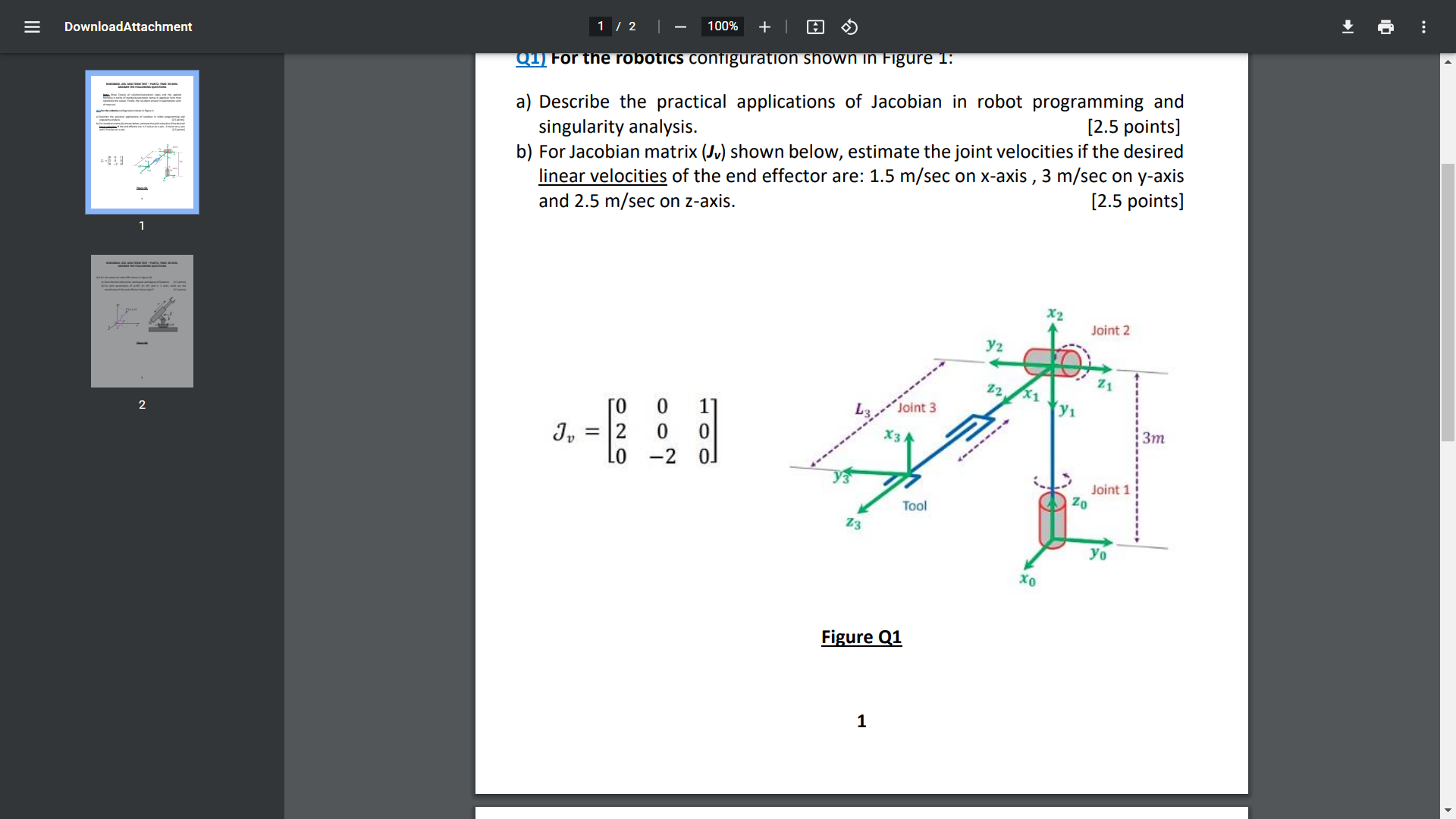 Solved a) Describe the practical applications of Jacobian in | Chegg.com
