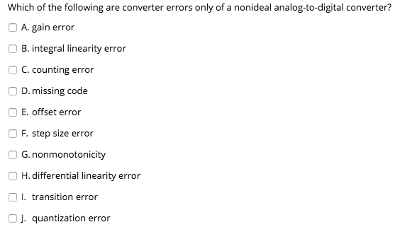 Solved Which of the following are converter errors only of a | Chegg.com