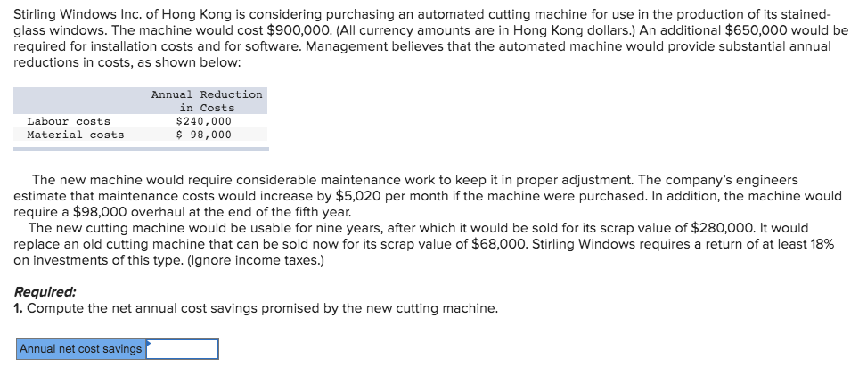 Solved Stirling Windows Inc. of Hong Kong is considering | Chegg.com