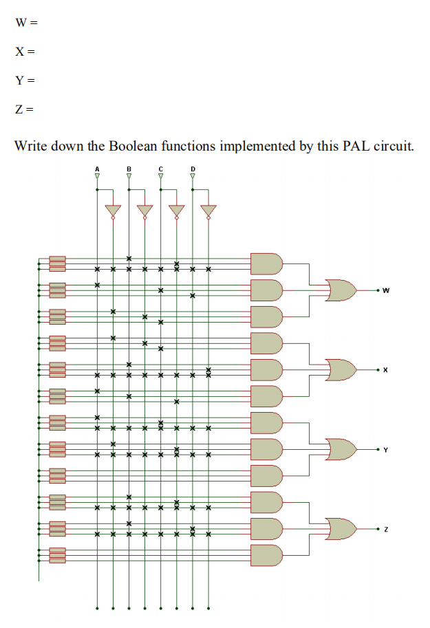 Solved W= X= Y= Z= Write down the Boolean functions | Chegg.com