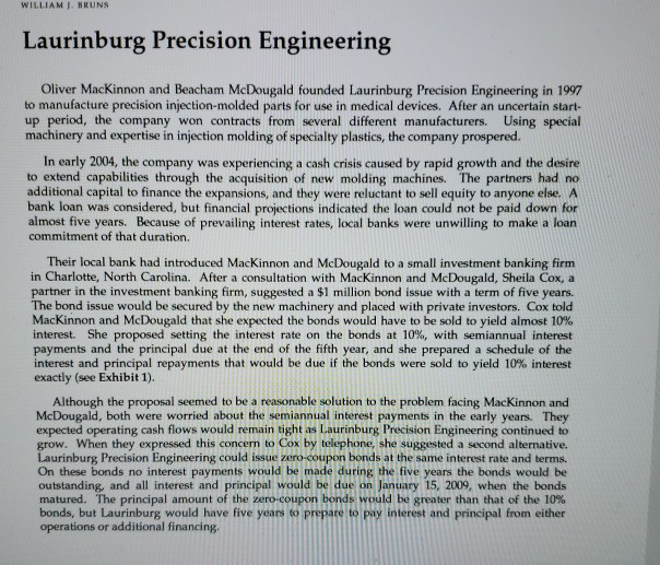 Solved WILLIAM J. BRUNS Laurinburg Precision Engineering | Chegg.com