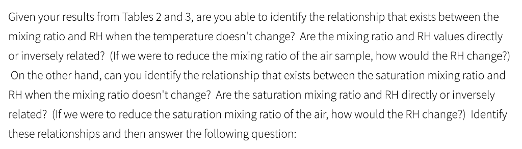 Solved Equation 1 RH-([Mixing Ratio1+ [Saturation Mixing | Chegg.com