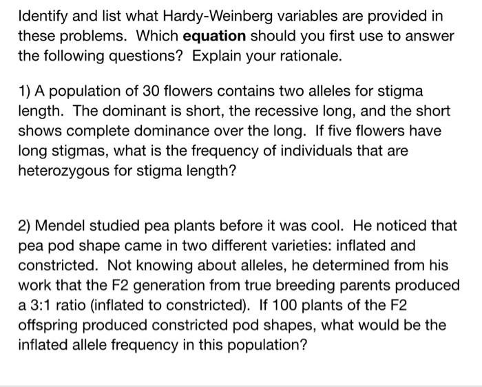 Solved Identify and list what Hardy-Weinberg variables are | Chegg.com