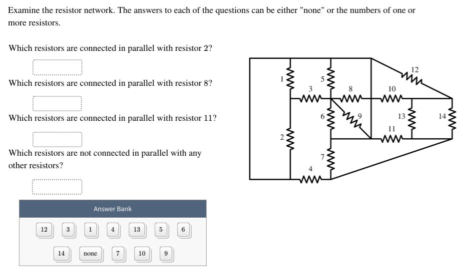 Solved Examine the resistor network. The answers to each of | Chegg.com