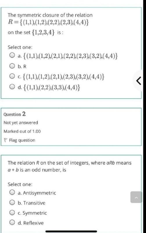 Solved The symmetric closure of the relation | Chegg.com