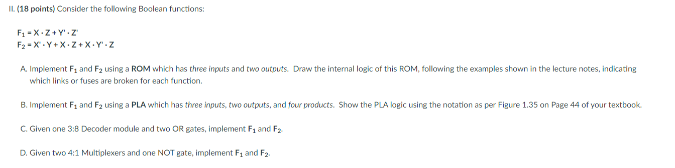Solved II. (18 points) Consider the following Boolean | Chegg.com