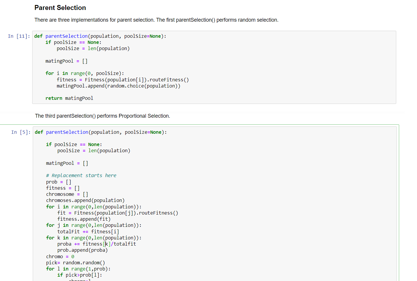 Solved Parent Selection There are three implementations for | Chegg.com
